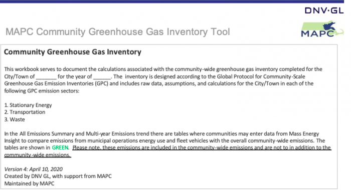 MAPC Releases Community Greenhouse Gas Inventory Tool